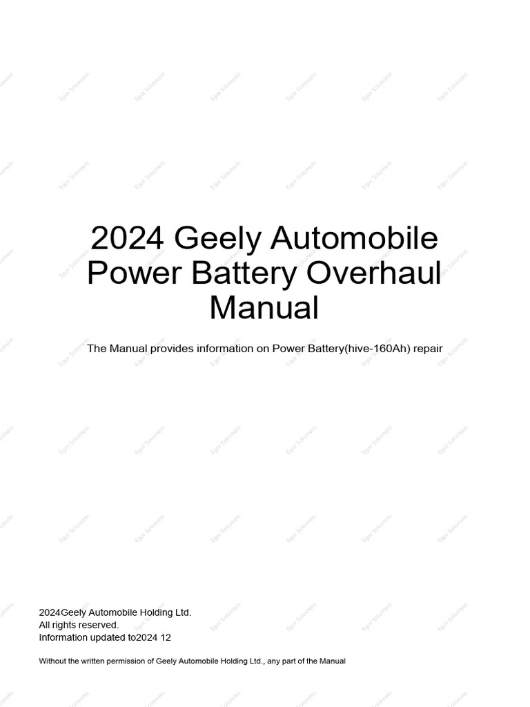 E245-J1 Power Battery Service Manual (Svolt-160Ah) v1.0 | PDF