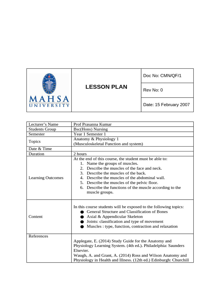 Anatomy & Physiology Lesson Plans | PDF | Lymphatic System | Lung
