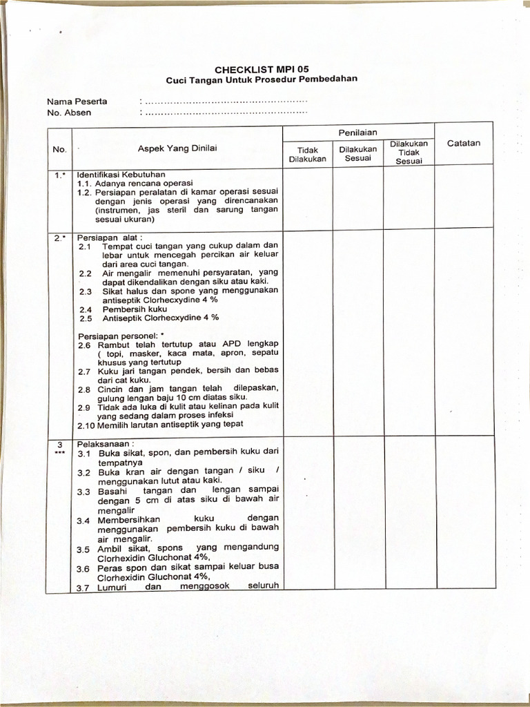 Checklist Mpi 05 | PDF