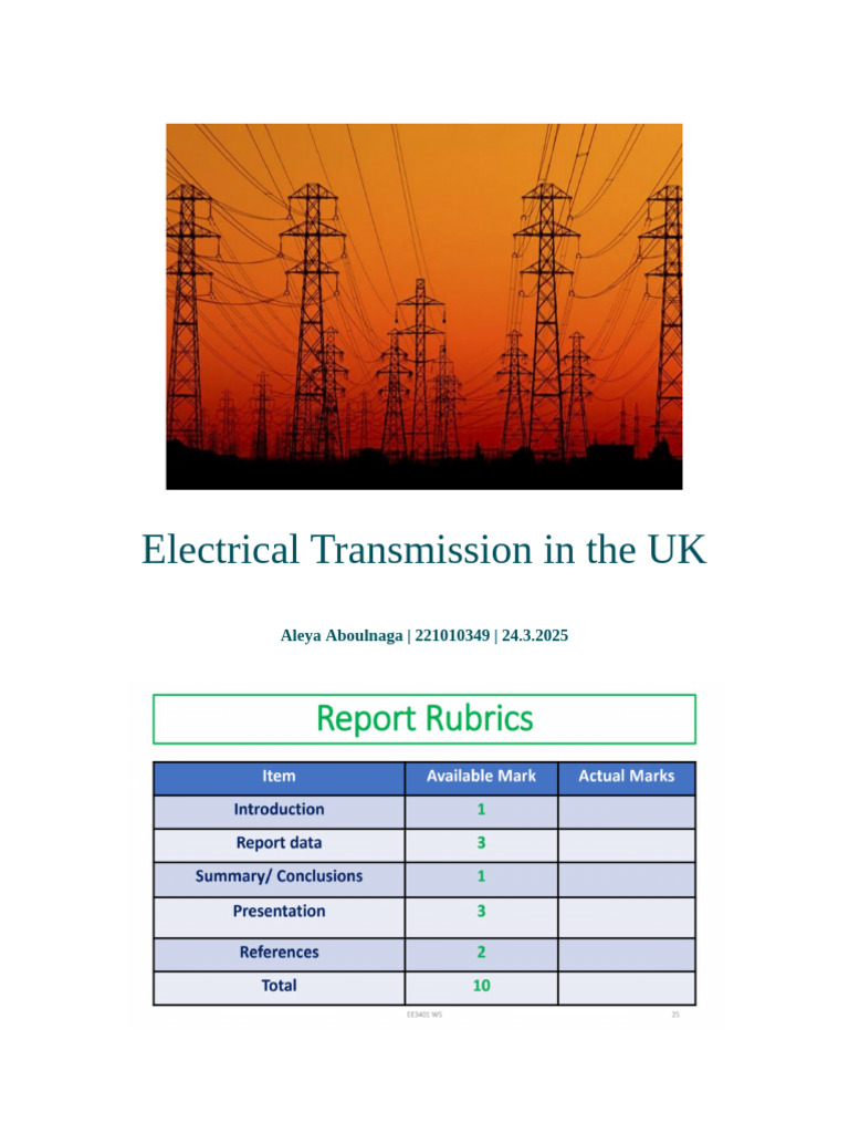 Electrical Transmission in UK FINAL DRAFT | PDF | Electric Power ...