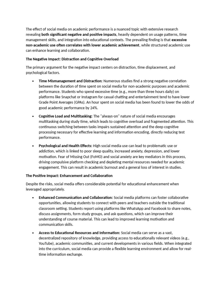 Social Media's Impact on Academic Success | PDF | Popular Culture ...