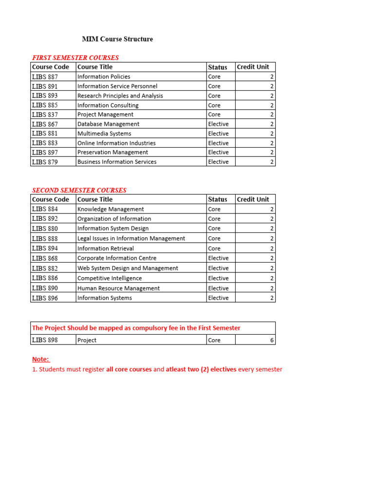 MIM Course Structure Overview | PDF