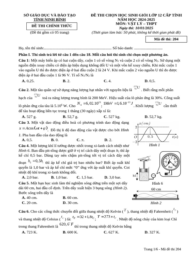 Vat Ly 204 | PDF