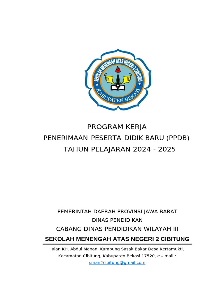 PROGRAM KERJA SPMB SMA TAHUN 2023/2024 | PDF