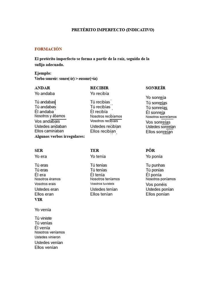 Uso y formación del pretérito imperfecto | PDF | Sintaxis | Lingüística