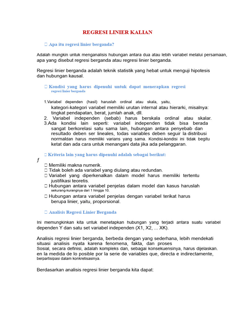 Panduan Regresi Linier Berganda | PDF