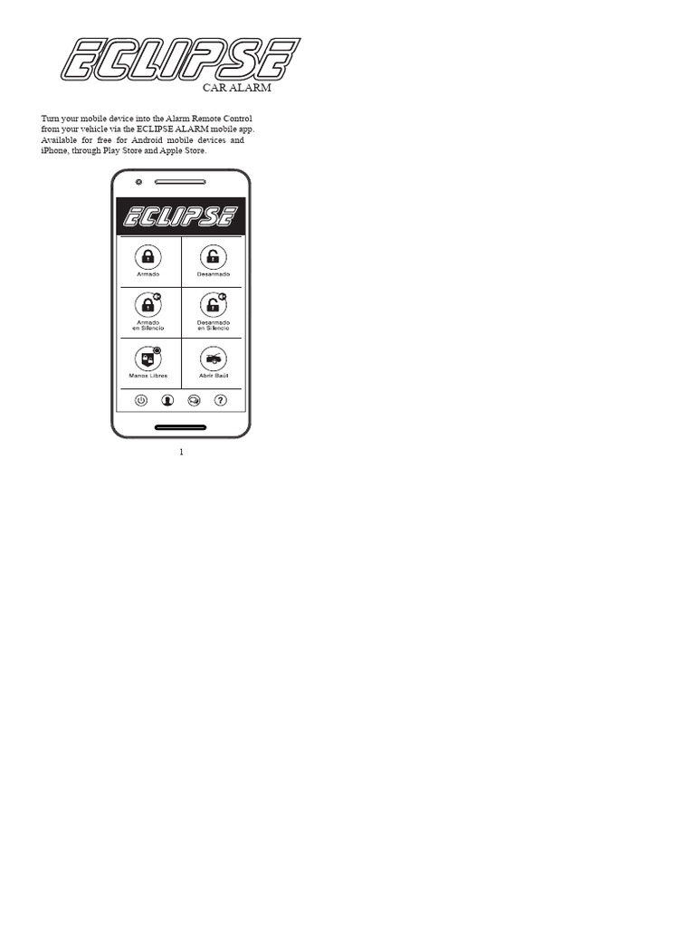 Eclipse CarAlarm BT User PDF | PDF | Remote Control | I Phone
