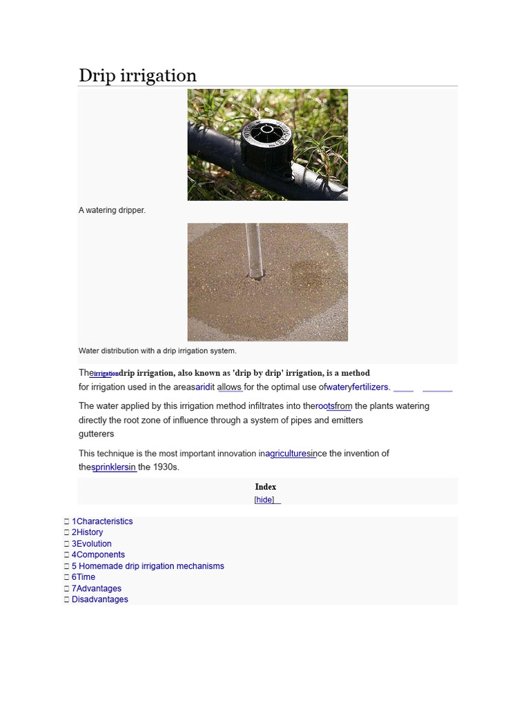 Drip Irrigation History | PDF | Irrigation | Transparent Materials