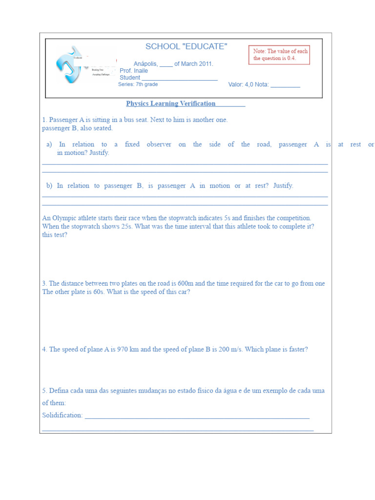 9th grade - physics - displacement | PDF | Quantity | Physical Quantities