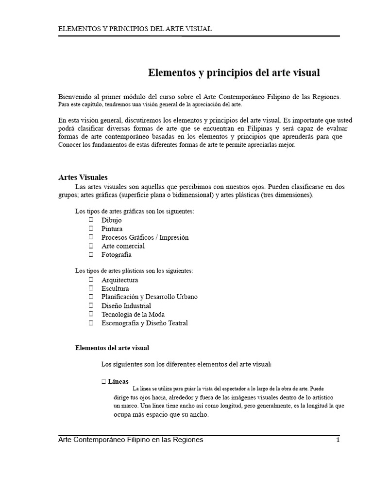 Lección 1 Elementos y Principios de las Artes Visuales.pdf | PDF ...