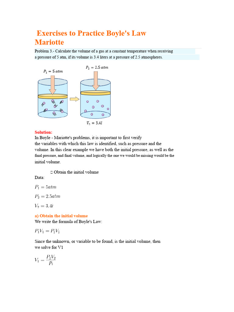 Boyle's Law Practice Exercises | PDF | Gases | Temperature