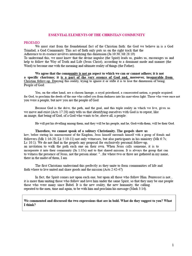 Key Elements of Christian Community | PDF | Jesus | Logos (Christianity)