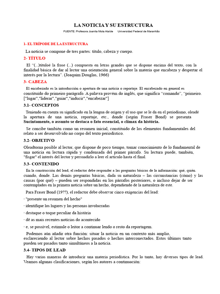 Estructura y Tipos de Leads en Noticias | PDF