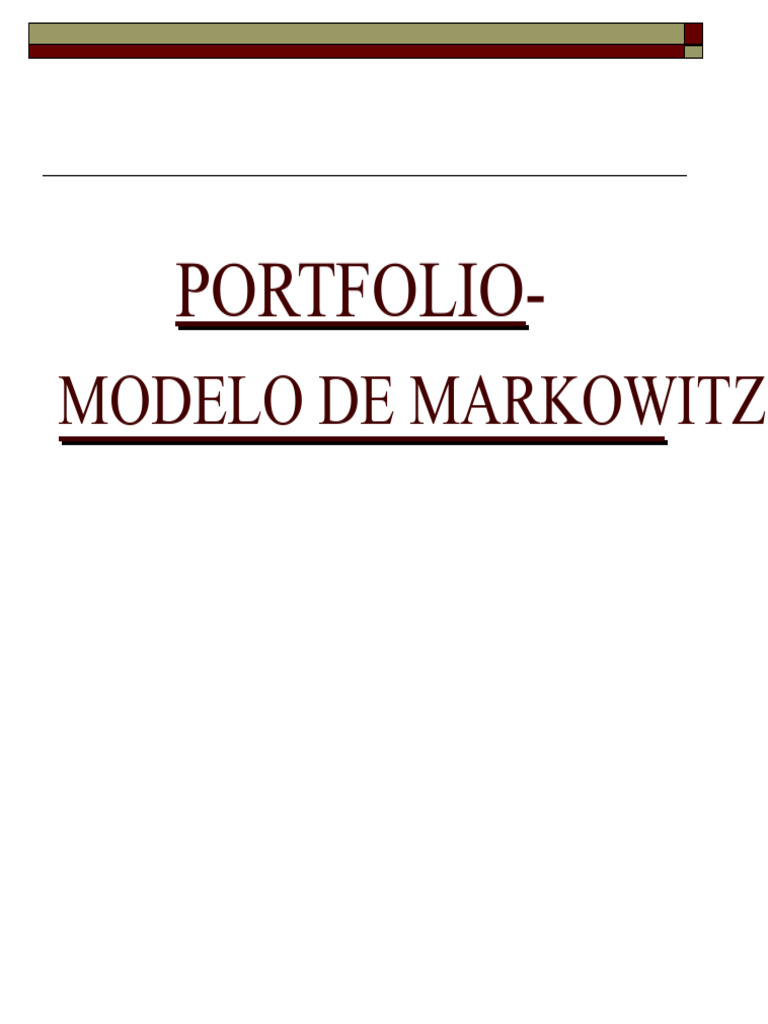 Diversificación Simple y Modelo de Markowitz | PDF | Mercado (economía ...