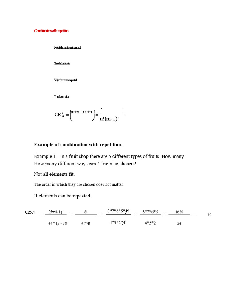 Combinations with Repetition Explained | PDF