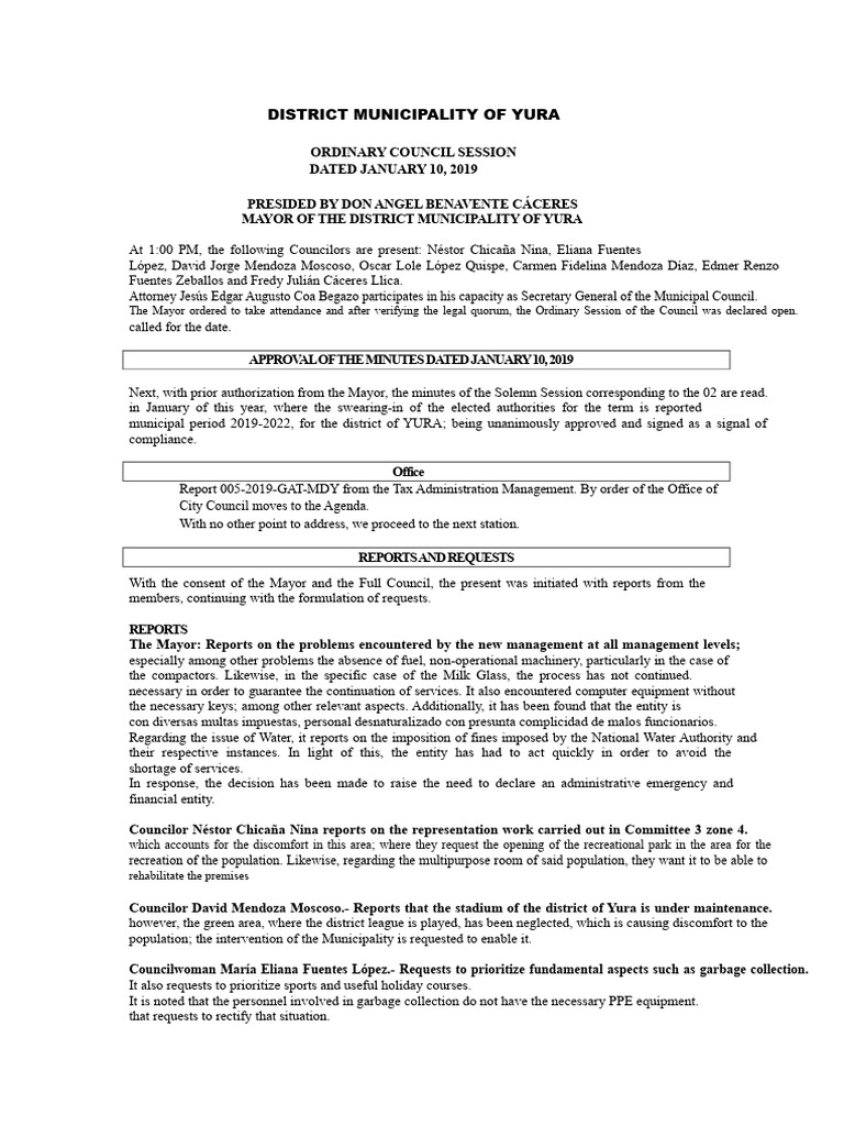 MODEL OF COUNCIL SESSION MINUTES | PDF | Taxes