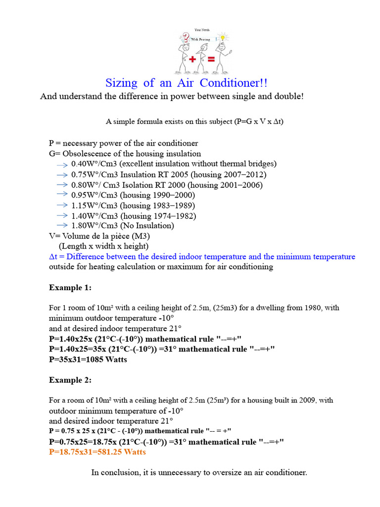Air Conditioner Sizing Guide | PDF