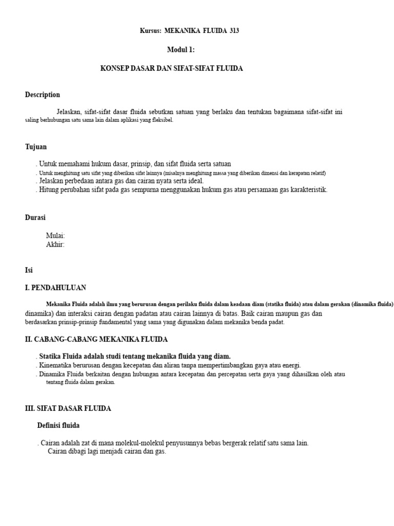 Sifat Dasar Fluida dalam Mekanika Fluida | PDF