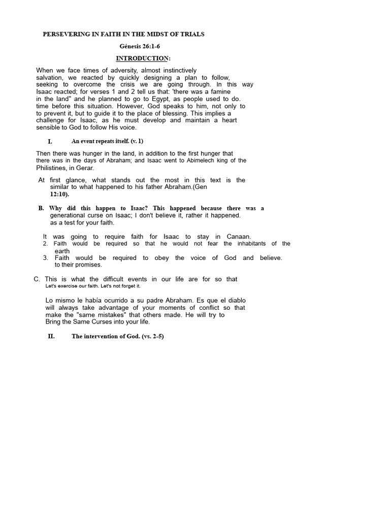 Persevering in the Midst of Trials | PDF | Isaac | Abraham