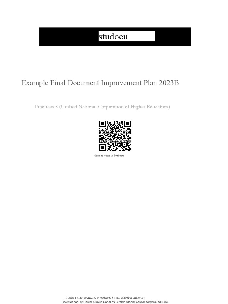 Example Final Document Improvement Plan 2023b | PDF | Computer Security ...