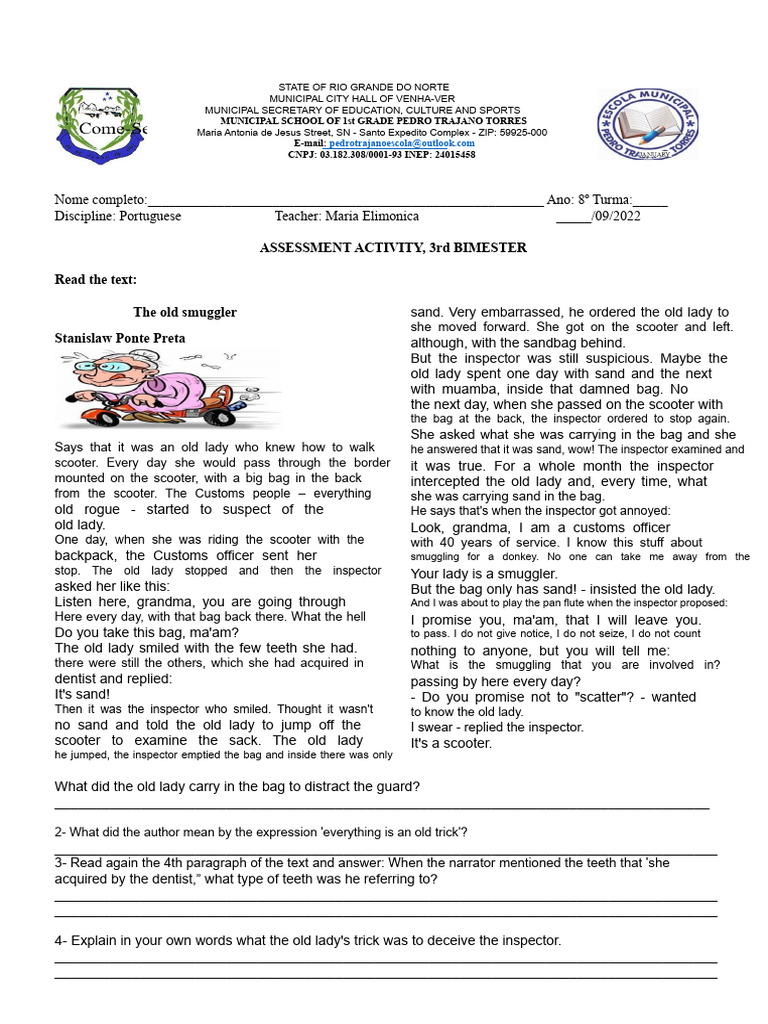 The Old Smuggler - 8th Grade | PDF