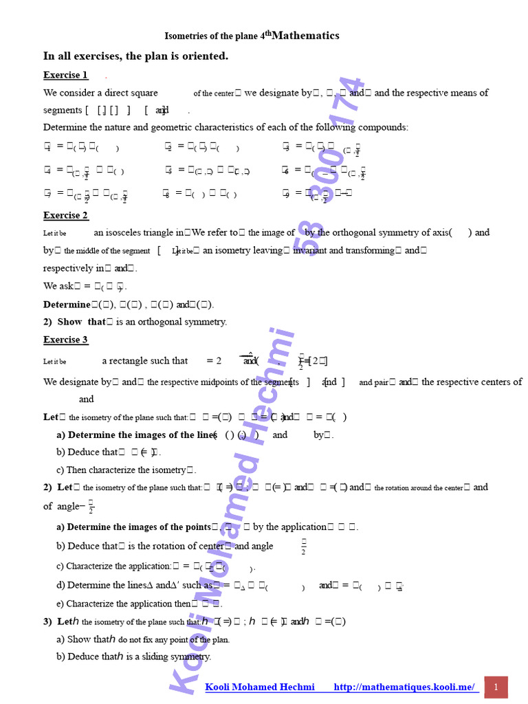 Isometries of The Plane - 4th Grade Mathematics | PDF | Rotation ...