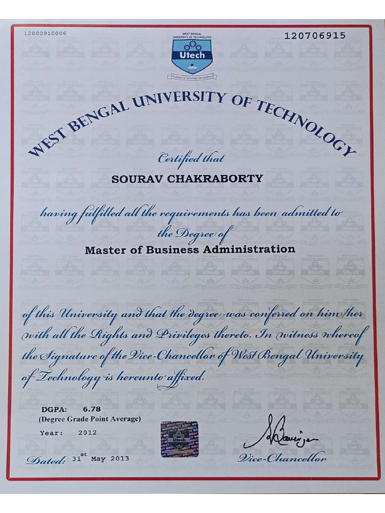 MBA Certificate | PDF