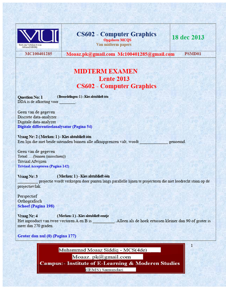 CS602 MIdterm Opgeloste MCQs Met Referentiesdoor Moaaz | PDF