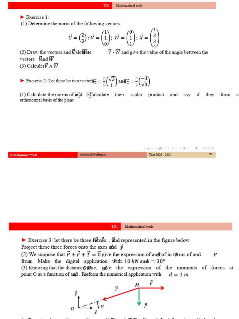 TD - structural mechanics 1 - part 1 | PDF | Euclidean Vector | Force