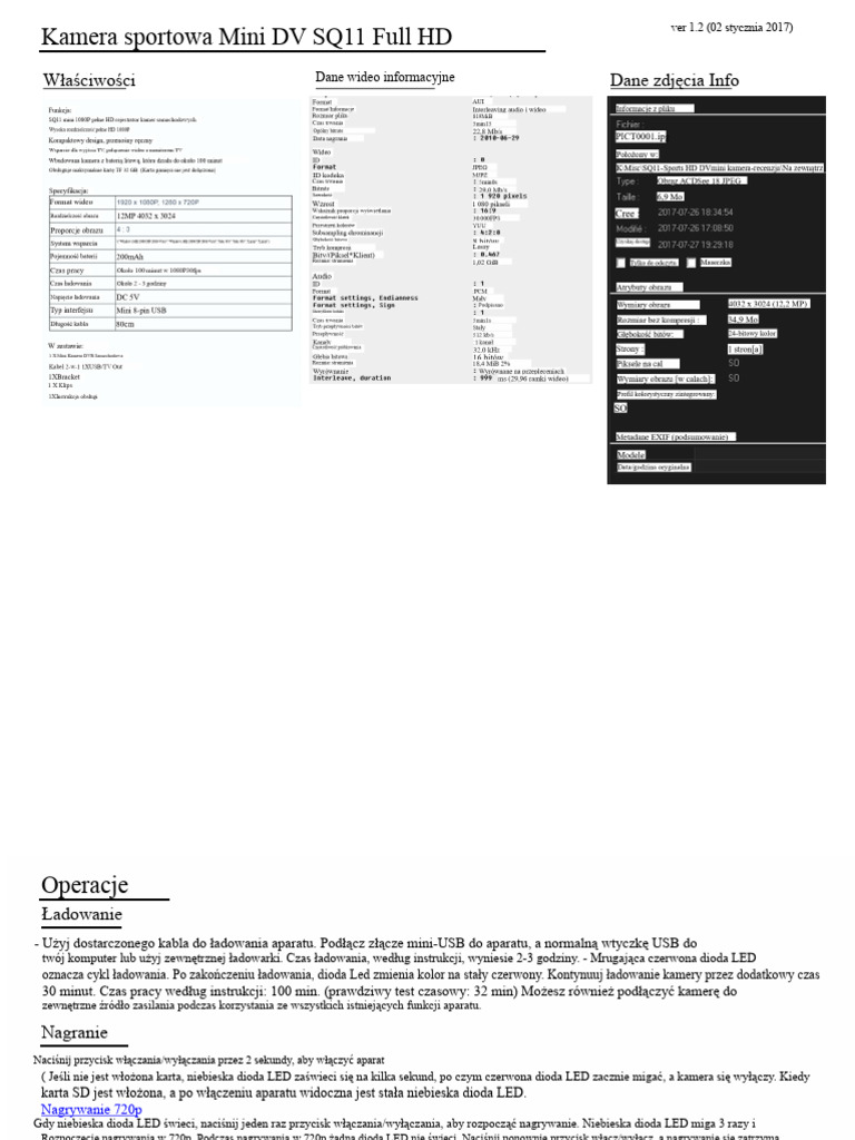 Instrukcja Obsługi SQ11 | PDF