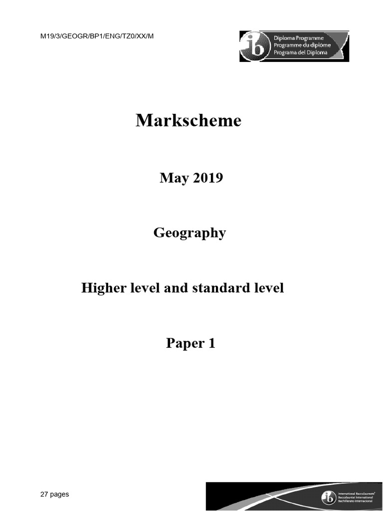 Geography Paper 1 HLSL Markscheme | PDF | Tropical Cyclones | Volcano