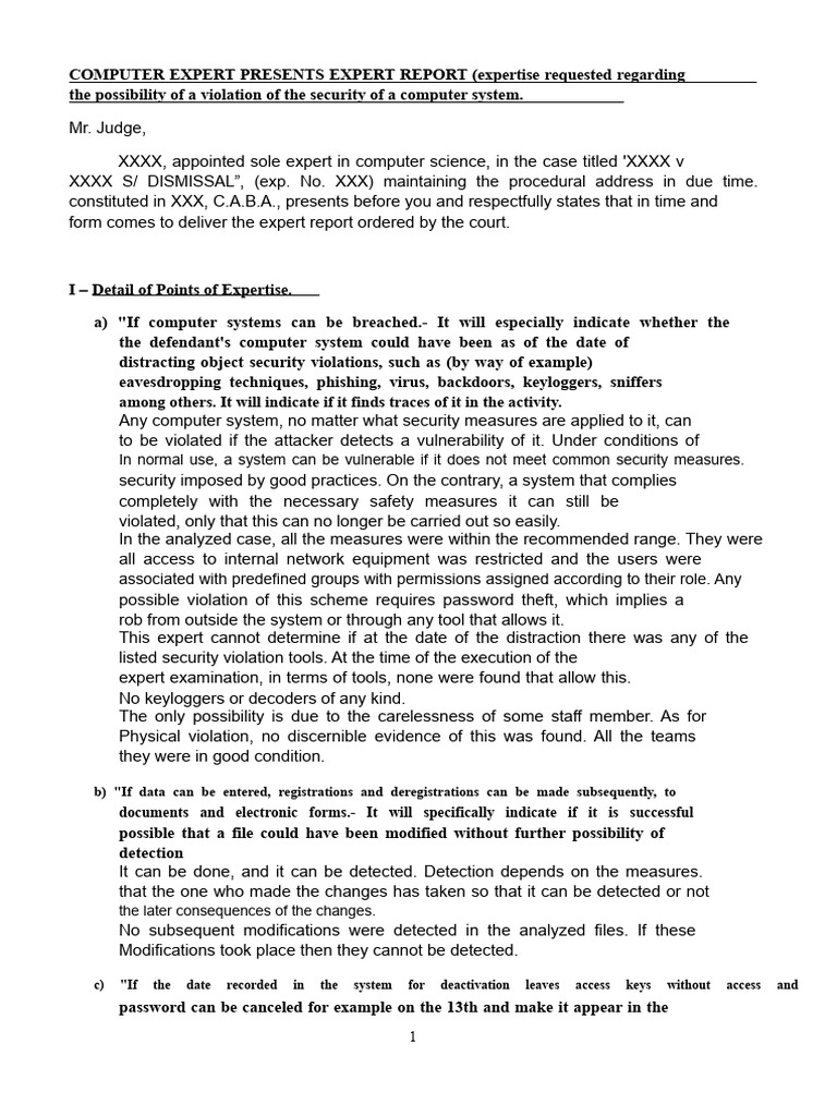 Computer Expert Report Model | PDF | Security | Computer Security