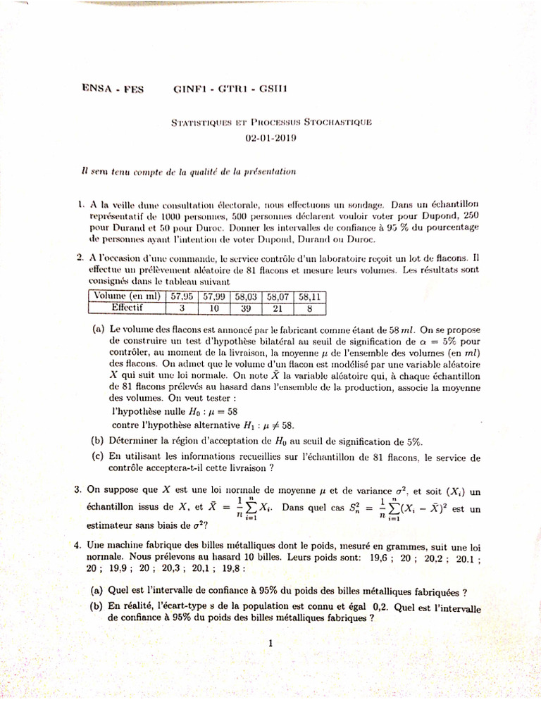 Examens S1 | PDF