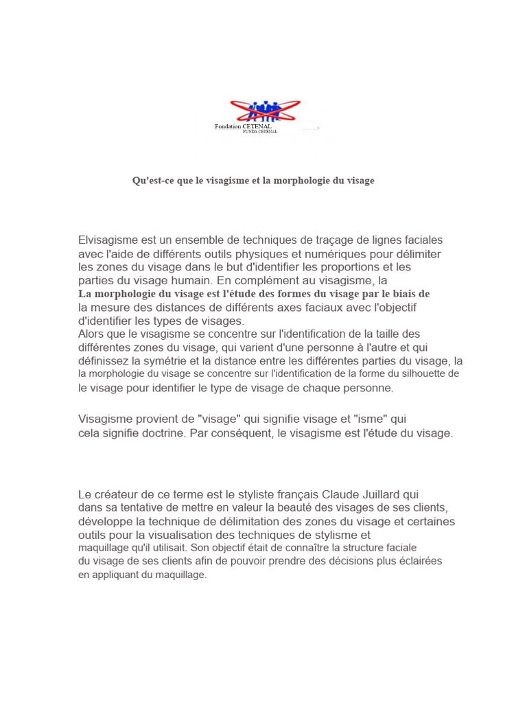 Visagisme et morphologie du visage | PDF