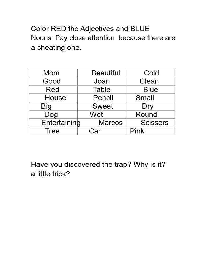 Color-Coding Adjectives and Nouns | PDF