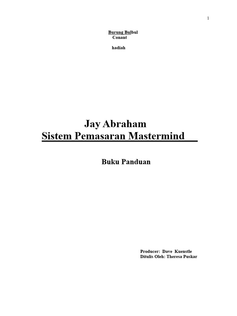 Panduan Mastermind Pemasaran Jay Abraham | PDF