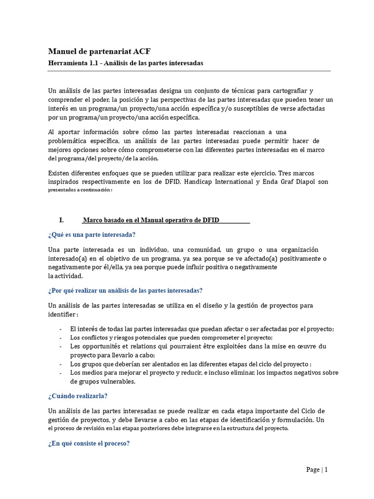 1.1 - Análisis de Las Partes Interesadas | PDF | Conocimiento | Diseño