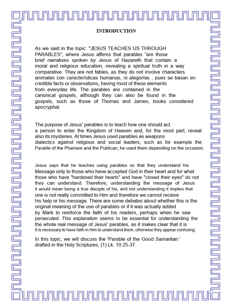 Parable of the Good Samaritan | PDF | Jesus | Parables Of Jesus