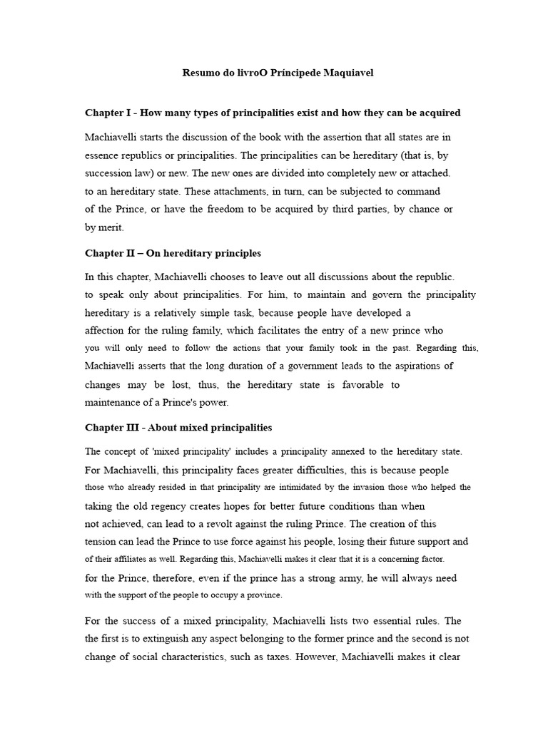Summary of The Book The Prince by Machiavelli | PDF | The Prince ...