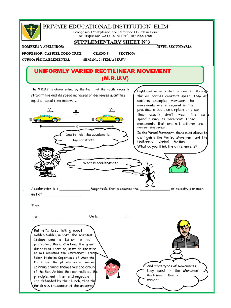 Problems of Uniformly Accelerated Rectilinear Motion for Secondary School | PDF | Speed ...