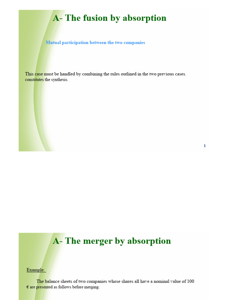 Fusion absorption - Reciprocal participations | PDF | Mergers And ...