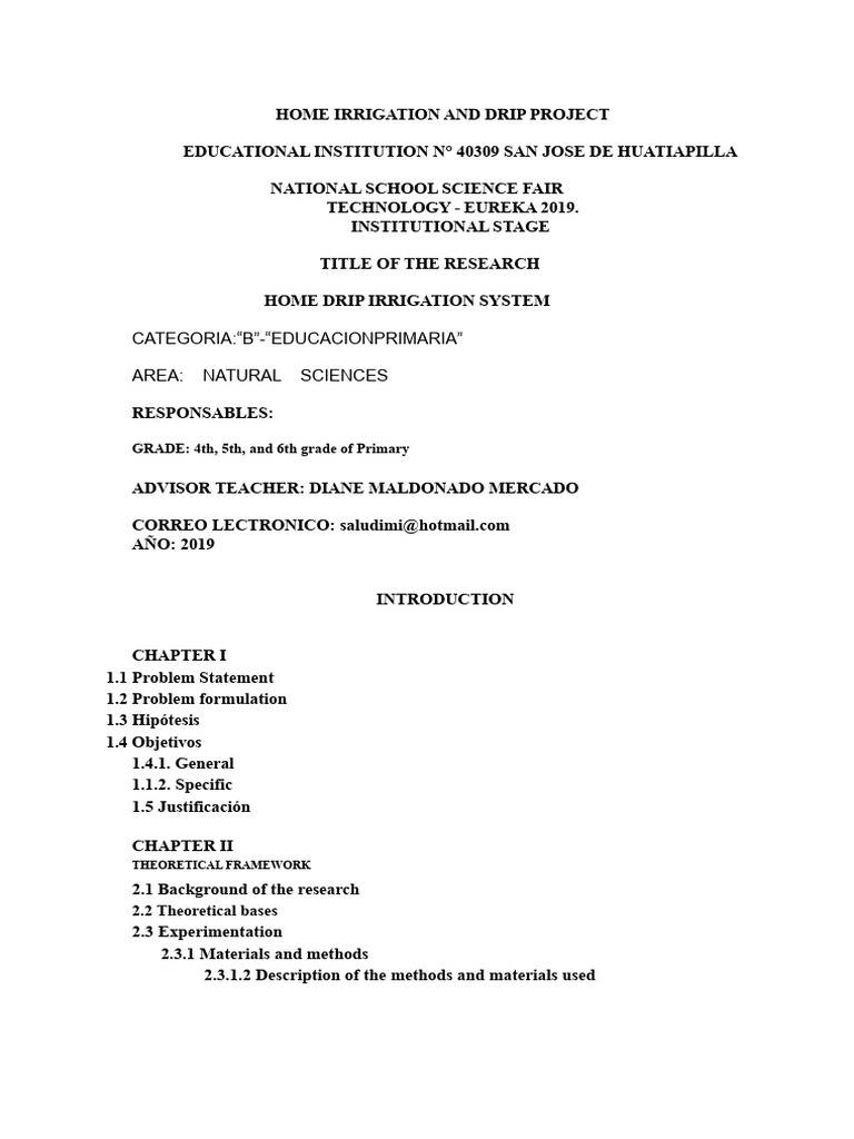 Home Drip Irrigation Project | PDF | Irrigation