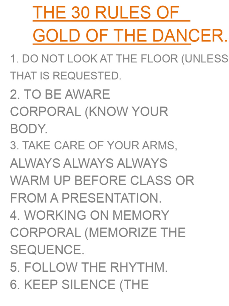 30 Essential Rules for Dancers | PDF