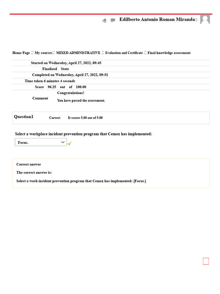 Final Knowledge Assessment - Review of Attempt 10 | PDF | Risk | Risk ...
