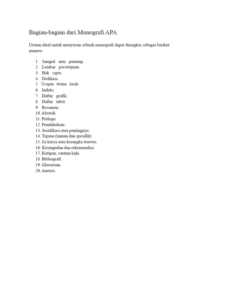 Bagian-Bagian Dari Sebuah Monografi APA | PDF