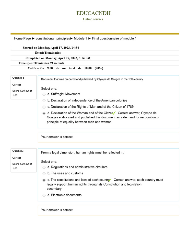 Final Questionnaire of Module 1 | PDF | Human Rights | Justice