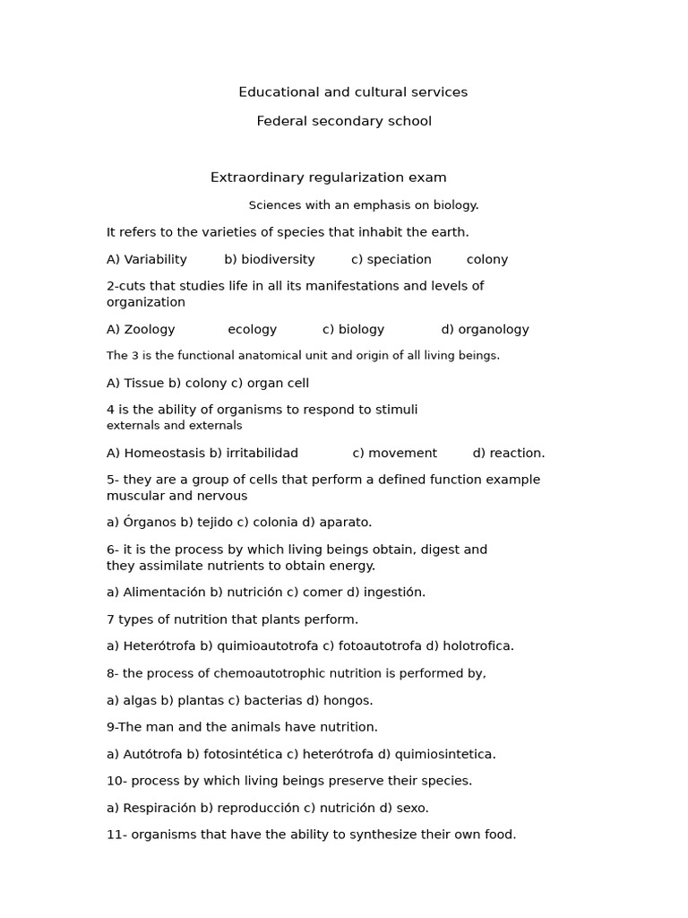 Biology Exam Questions and Concepts | PDF | Respiratory Diseases ...