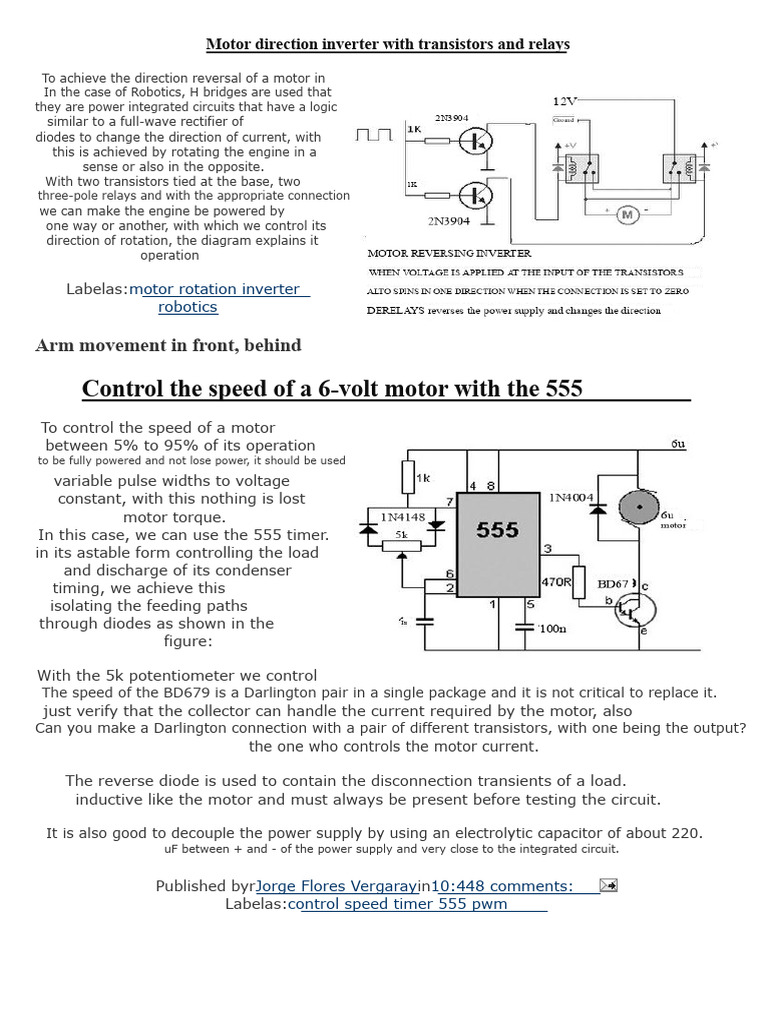 Motor Direction Control with a Transistor and a Relay | PDF | Electrical Engineering ...