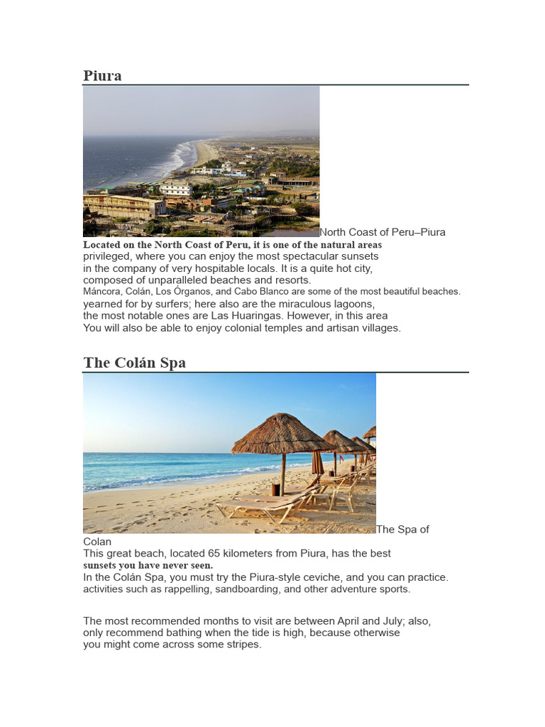 Tourism On The Coast of Peru | PDF | Lima | Peru