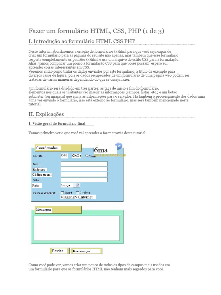 Fazer um Formulário HTML | PDF | Html | Hipertexto